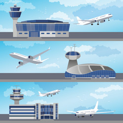 Airport building with control tower Royalty Free Vector