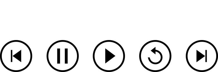 Play pause replay previous and next track black Vector Image
