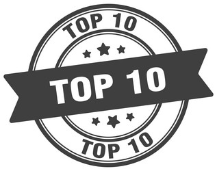 Top 10 stamp top 10 label on transparent Vector Image