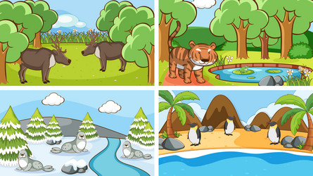 Wild animal characters background Royalty Free Vector Image