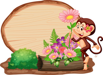 Sign template with animals in garden background Vector Image