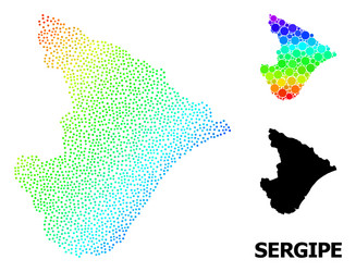 Dotted mosaic map sergipe state Royalty Free Vector Image
