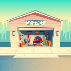 Cartoon of garage interior Royalty Free Vector Image