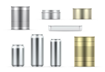 Tin can mockup isolated on white background Vector Image