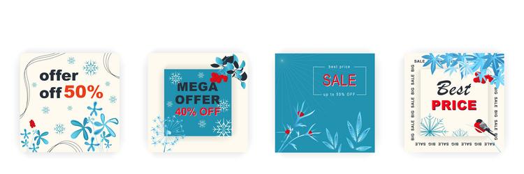 Modern winter square sale poster for merry Vector Image