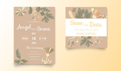 Two invitation cards for the wedding celebration Vector Image