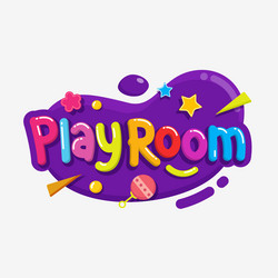 Play room label text sticker childish badge Vector Image