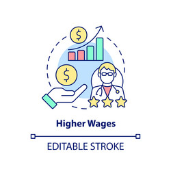 Higher wages blue gradient concept icon Royalty Free Vector