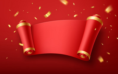 Red paper scrolls ancient chinese design Vector Image