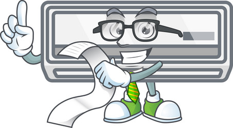 A funny face split air conditioner holding menu Vector Image
