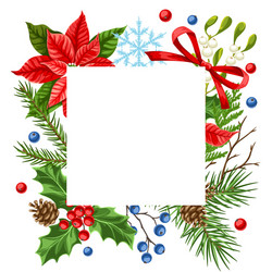 Decorative frame with winter plants Royalty Free Vector