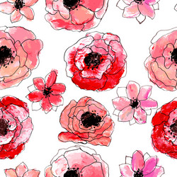 Red roses seamless watercolor pattern Royalty Free Vector