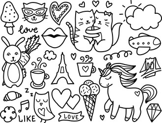Doodles cute color elements Royalty Free Vector Image