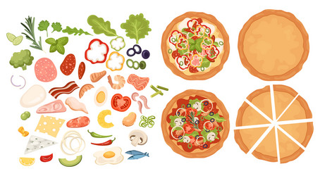 Designer for pizza design set making Royalty Free Vector
