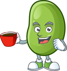 Picture broad beans character with a cup Vector Image