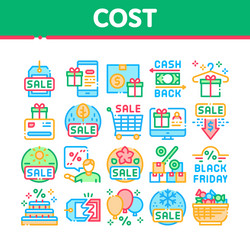 Cost reduction sale onboarding elements icons set Vector Image