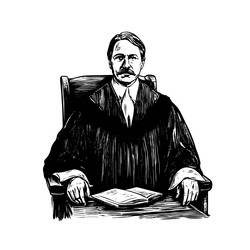 Judge drawing isolated hand drawn engraved style Vector Image
