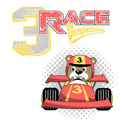 Funny giraffe wearing helmet driving racing car Vector Image