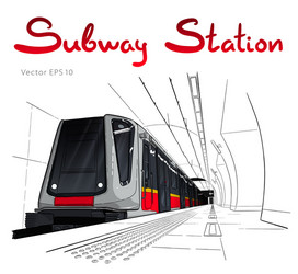 Hand drawn sketch subway station Royalty Free Vector Image