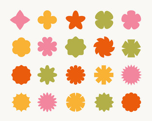 Flower shape colorful stickers set Royalty Free Vector Image
