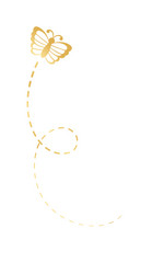 Golden butterfly with dotted line flight route Vector Image