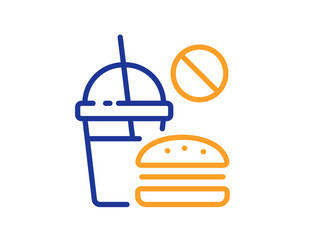 Stop fast food line icon hamburger with soda Vector Image