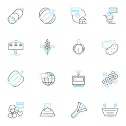 Convenience foods linear icons set microwaveable Vector Image