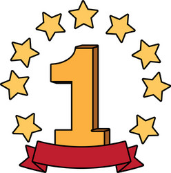 First place with wreath and ribbon banner Vector Image
