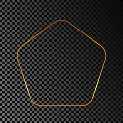 Gold glowing rounded pentagon shape frame Vector Image