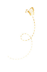 Golden butterfly with dotted line flight route Vector Image