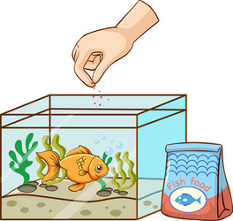 Cute fishes in tank cartoon isolated Royalty Free Vector