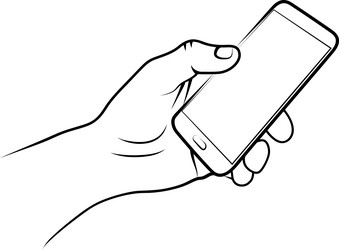 Hand holding phone digital communication line art Vector Image