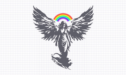 Graphic stencil of angel lady with wings Vector Image