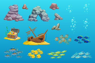 Underwater ocean game interface cartoon sea gui Vector Image