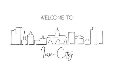 Continuous one line drawing iowa city skyline Vector Image