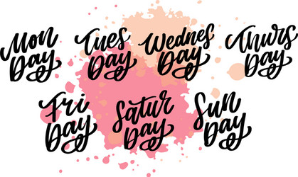 Handwritten week days and symbols set ink font Vector Image