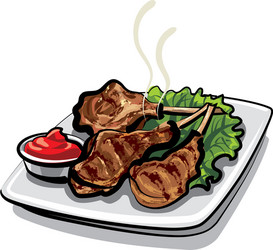 Grilled lamb ribs Royalty Free Vector Image - VectorStock