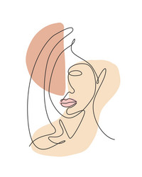Woman face simple line drawing Royalty Free Vector Image