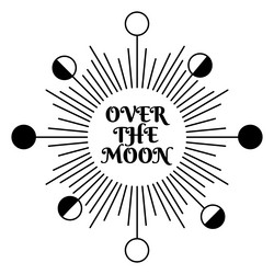 Over the moon ray sun crescent stroke Royalty Free Vector