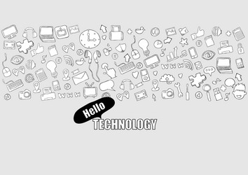 Hello technology background with media icons Vector Image