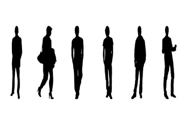 Silhouettes of males working group standing Vector Image
