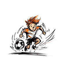 Soccer player hand-drawn comic football player Vector Image