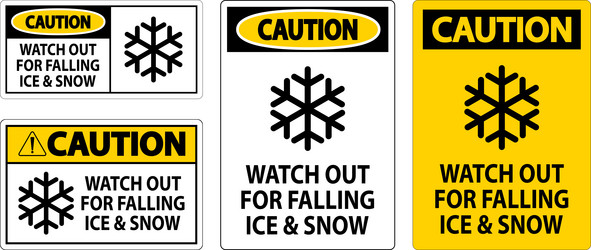 Caution sign watch out for falling ice and snow Vector Image