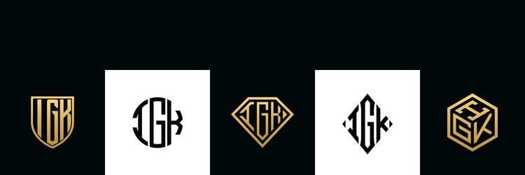 Initial letters hmk logo designs bundle Royalty Free Vector