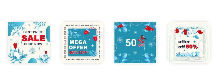 Modern winter square sale poster for merry Vector Image