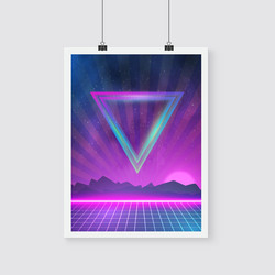 1980 retro neon poster outer space background Vector Image