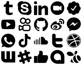 20 high resolution social media icons Royalty Free Vector