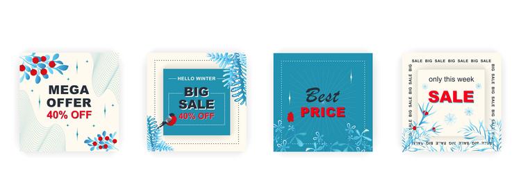 Modern winter square sale poster for merry Vector Image