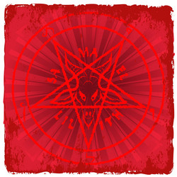 Red five pointed pentagram star with ornament Vector Image