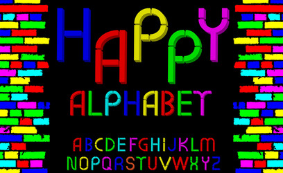 Decorative multicolor font happy alphabet Vector Image